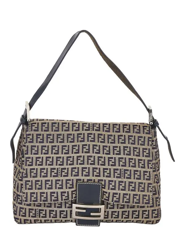 Fendi Zucchino Mama Baguette Shoulder Bag - Black