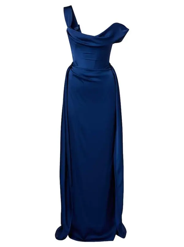VIVIENNE WESTWOOD Nova Grace Draped Asymmetric Gown - Blue