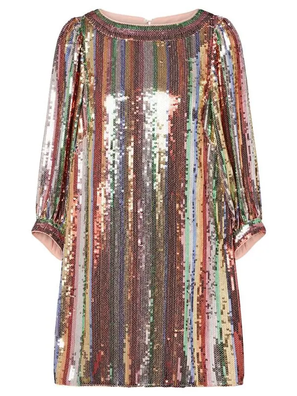 Rixo Laurie Sequined Striped Minidress - Multicoloured