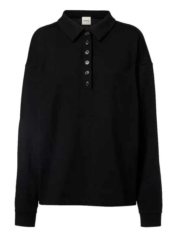 Khaite Faithful Silk Jersey Polo Sweater - Black