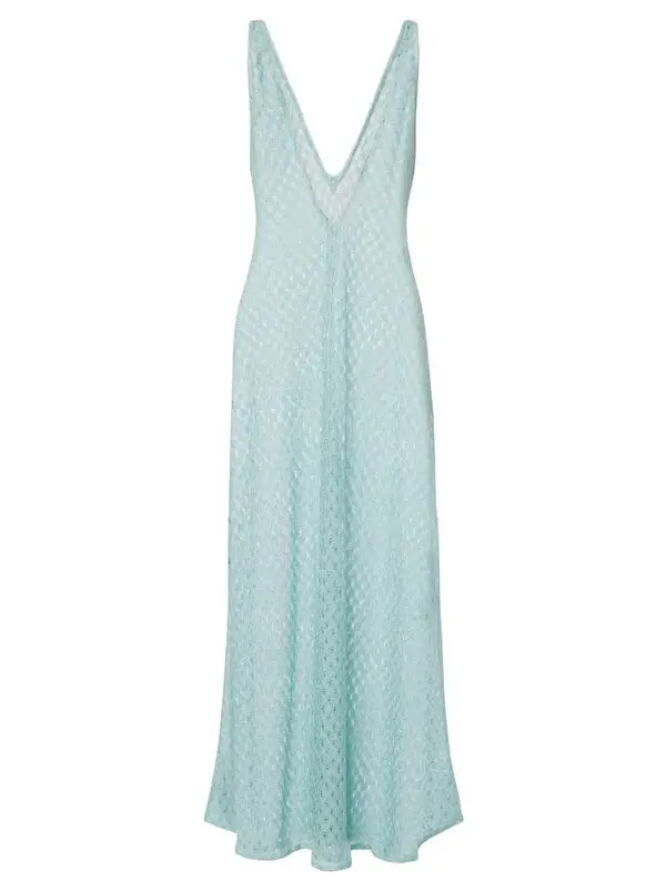 Missoni Open-knit Lamé Maxi Dress - Blue