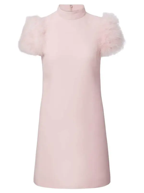 Valentino Garavani Feather-trimmed Crepe Couture Minidress - Pink