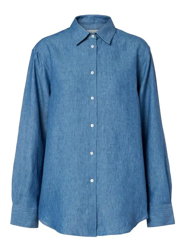 RÓHE Linen Button-down Shirt - Blue
