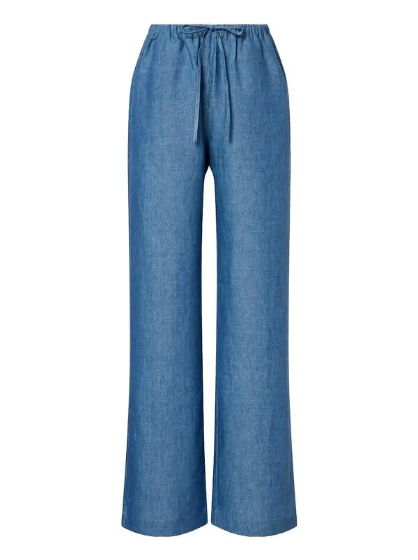 RÓHE Linen Wide-leg Pants - Blue