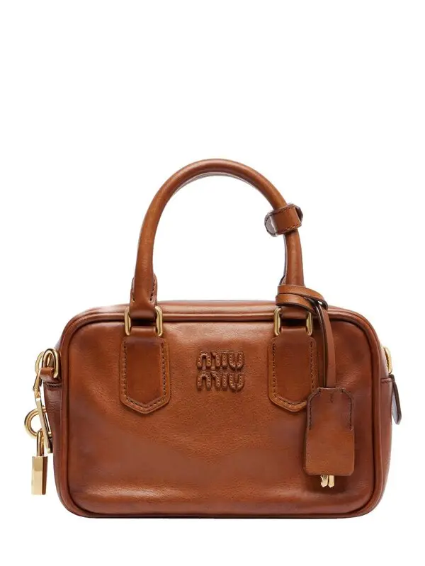 Miu Miu Arcadie Small Leather Tote - Brown
