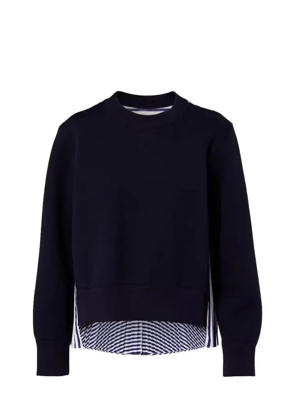 Sacai Striped Cotton-blend Sweatshirt - Blue