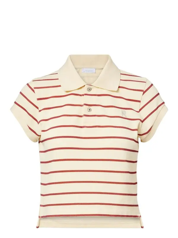 Rabanne Striped Cotton Piqué Polo Shirt - Beige
