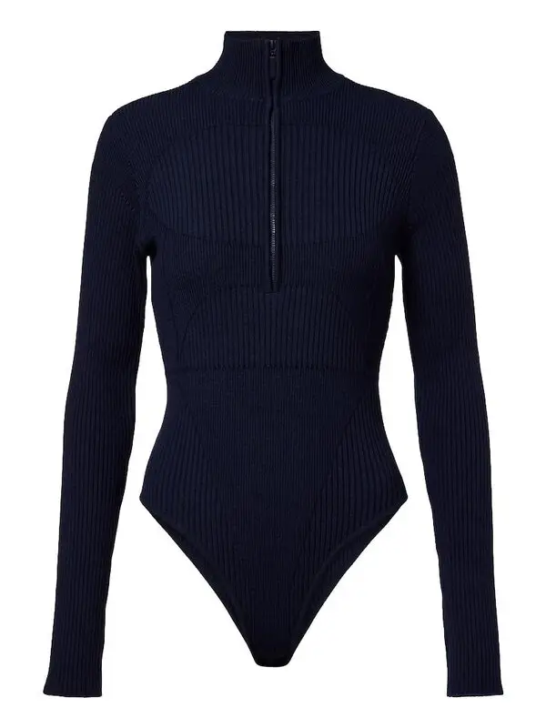 Cordova Butte Ribbed-knit Wool Ski Bodysuit - Blue