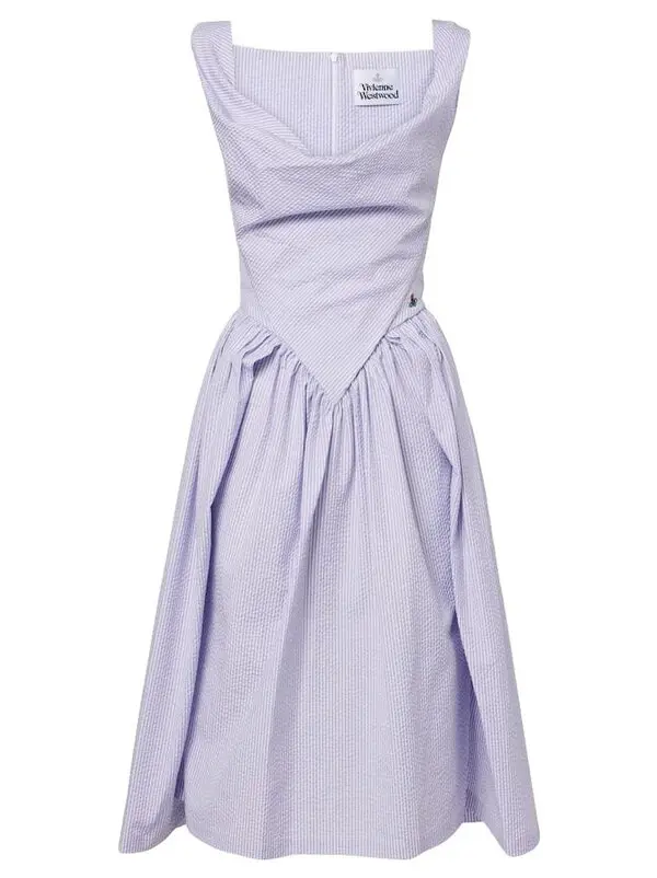 VIVIENNE WESTWOOD Sunday Cotton Seersucker Midi Dress - Blue