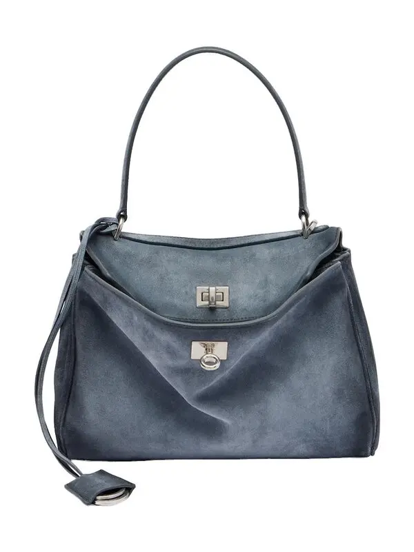 Balenciaga Rodeo Small Suede Top Handle Bag - Grey