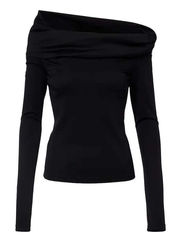 Max Mara Orafo Off-shoulder Virgin Wool Top - Black