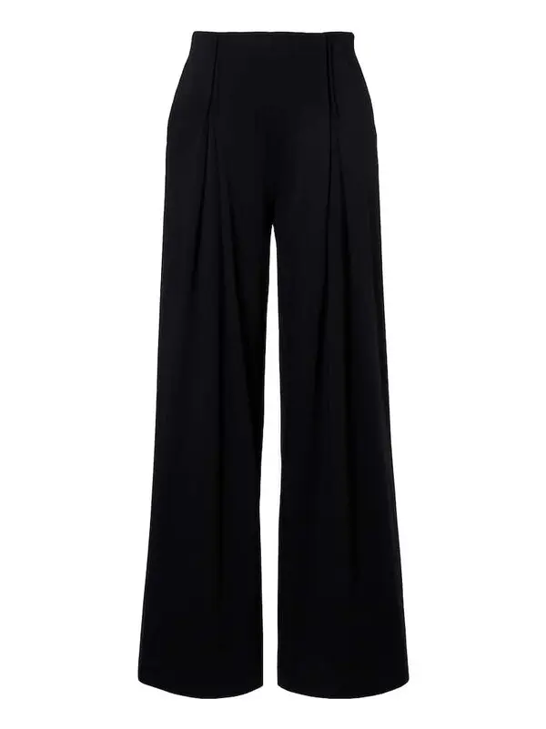 Max Mara Cocco Virgin Wool Jersey Wide-leg Pants - Black