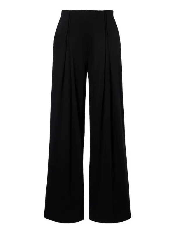 Max Mara Cocco Virgin Wool Jersey Wide-leg Pants - Black