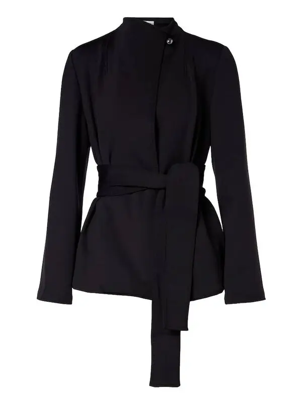 Max Mara Talamo Belted Jersey Blazer - Black