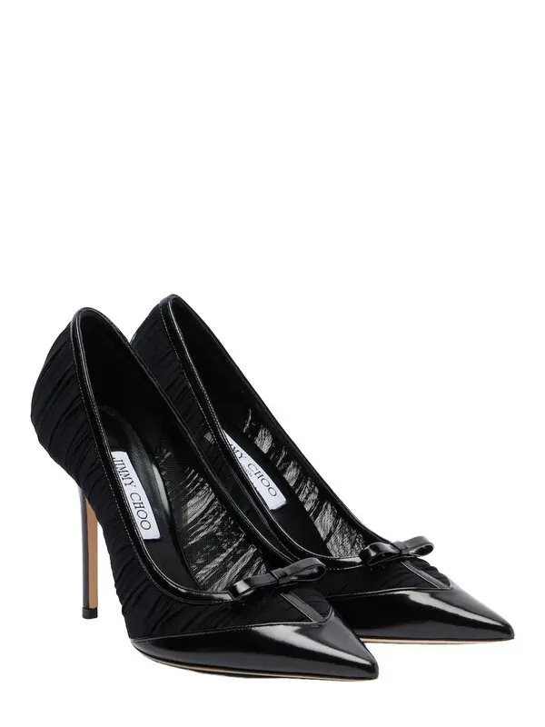 JIMMY CHOO Love 100 Leather-trimmed Mesh Pumps - Black