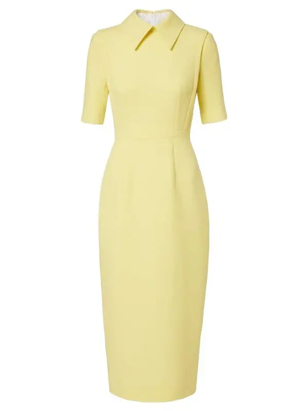 EMILIA WICKSTEAD Valletta Wool Crêpe Midi Dress - Yellow