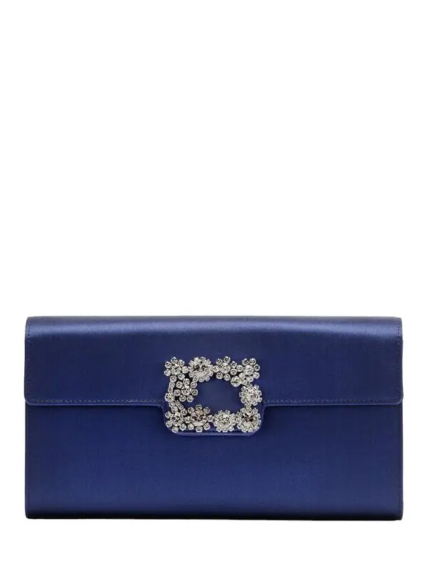 ROGER VIVIER Embellished Satin Clutch - Blue