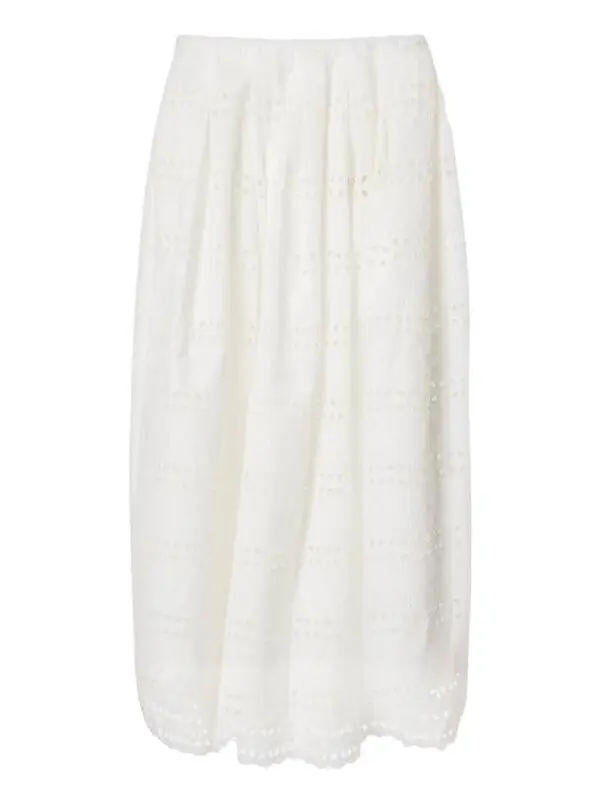 Faithfull The Brand Abajo Broderie Anglaise Midi Skirt - White