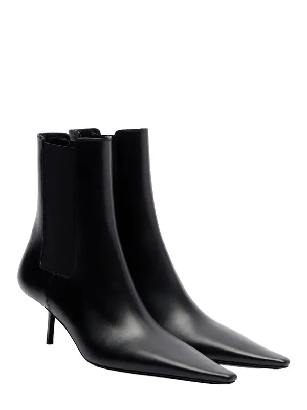 Saint Laurent Victoire 55 Leather Ankle Boots - Black