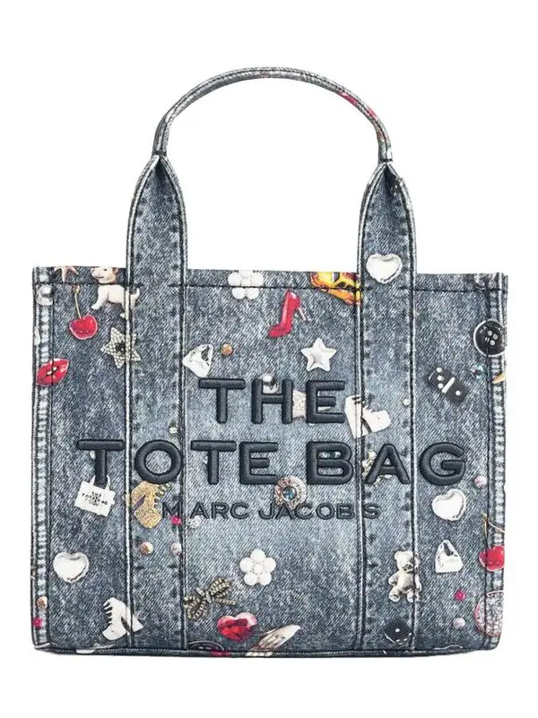 Marc Jacobs The Small Tote L'oeil Trinket Canvas Denim Bag - Blue