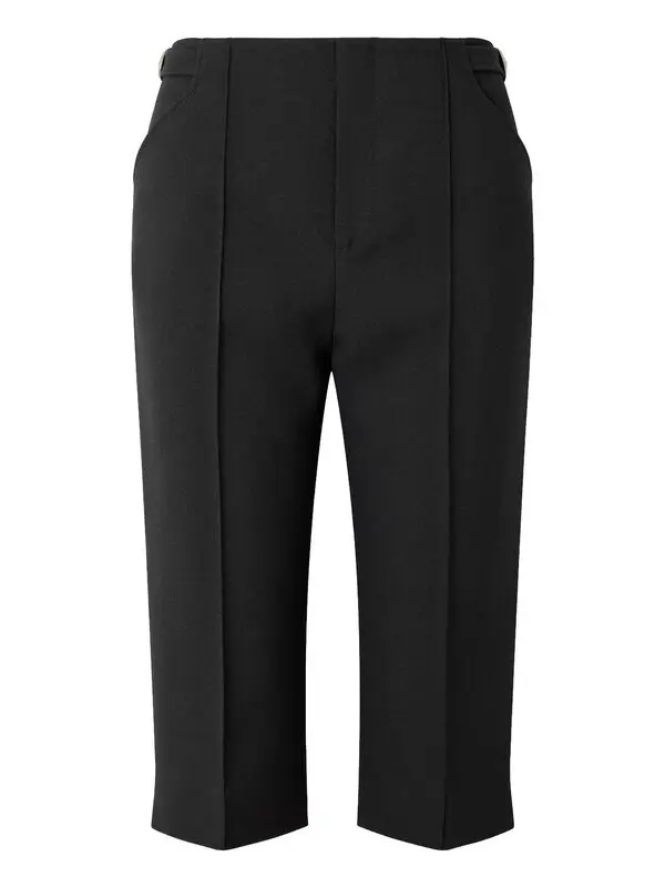Chloé Buckle-embellished Wool-crepe Capri Pants - Black