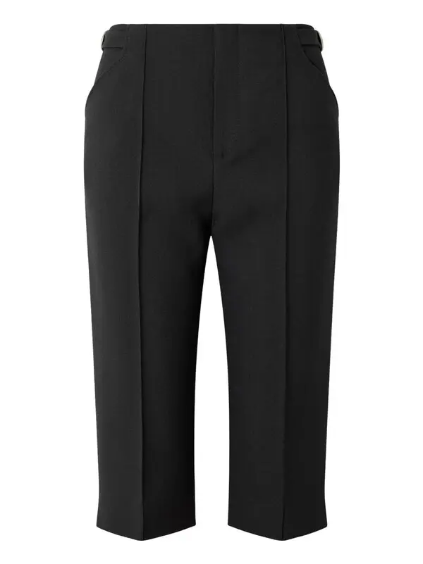 Chloé Buckle-embellished Wool-crepe Capri Pants - Black