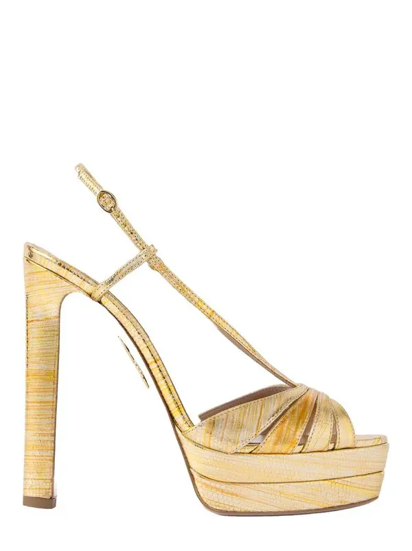 AQUAZZURA Aimée 130 Metallic Snake-effect Platform Sandals - Gold