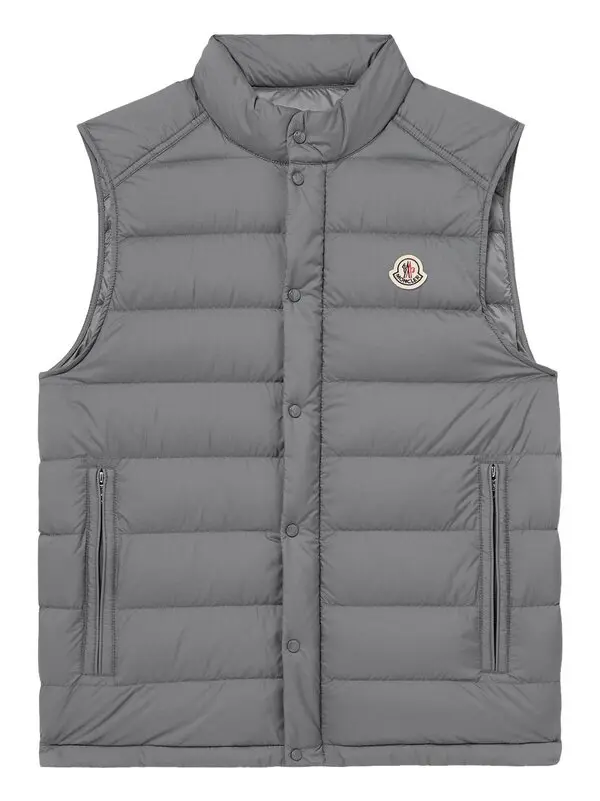 Moncler Logo-appliquéd Quilted Nylon Down Gilet - Gray