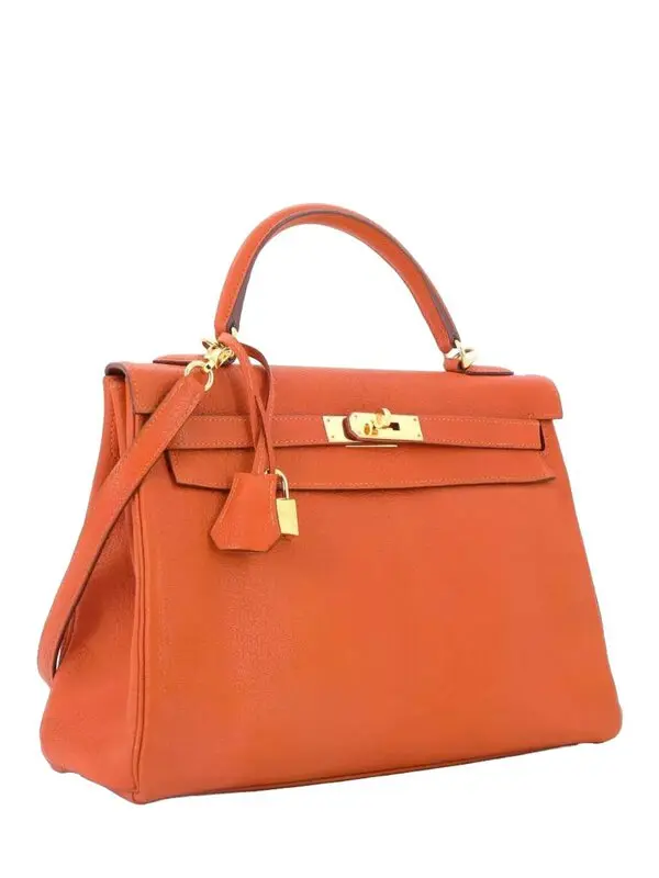 Hermès Kelly Handbag Chevre De Coromandel 32 - Orange