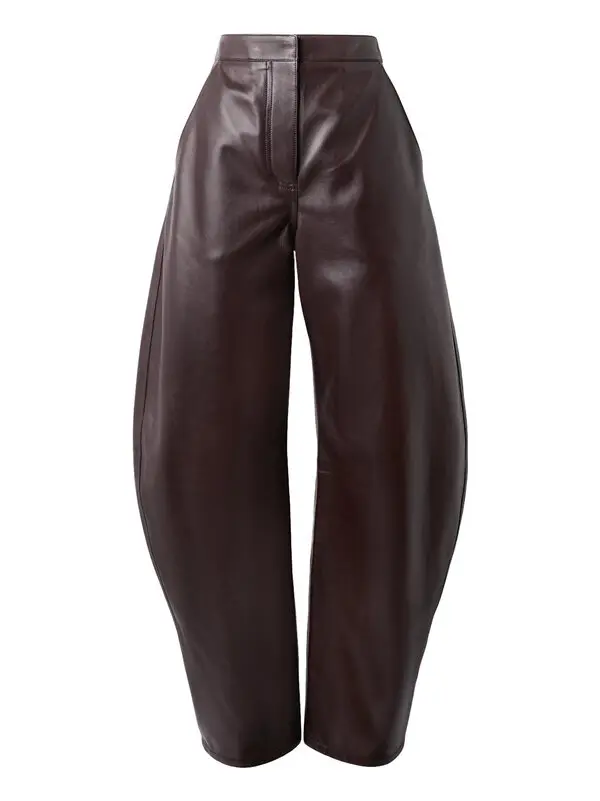 Alaïa Leather Barrel-leg Trousers - Brown
