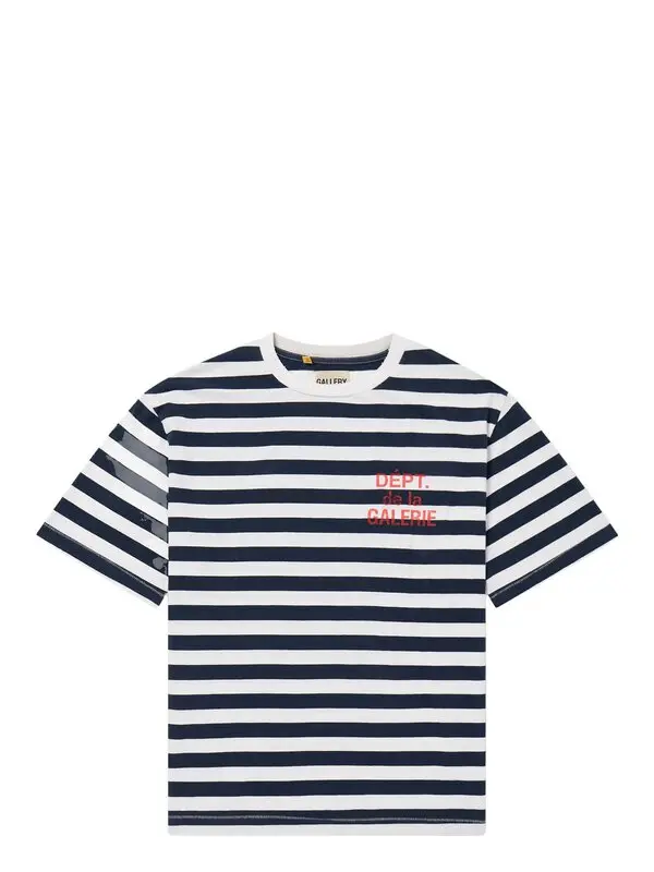GALLERY DEPT. French Logo-print Striped Cotton-jersey T-shirt - Blue