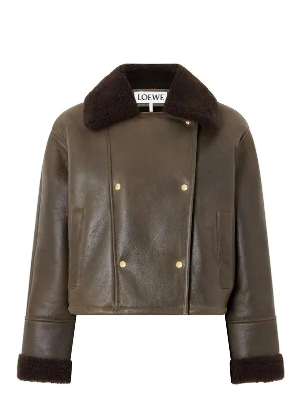 Loewe Double-breasted Shearling Jacket - Dark Green