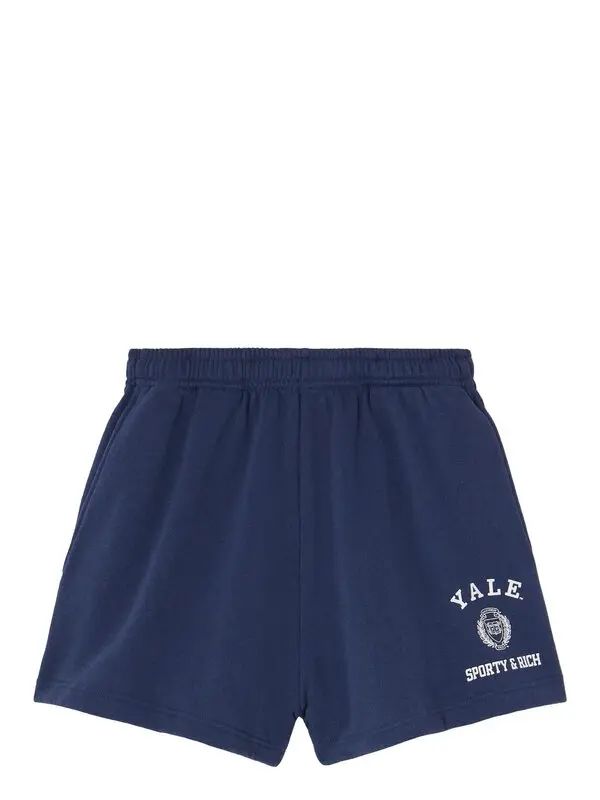 SPORTY & RICH Veritas Soft Disco Printed Jersey Shorts - Navy