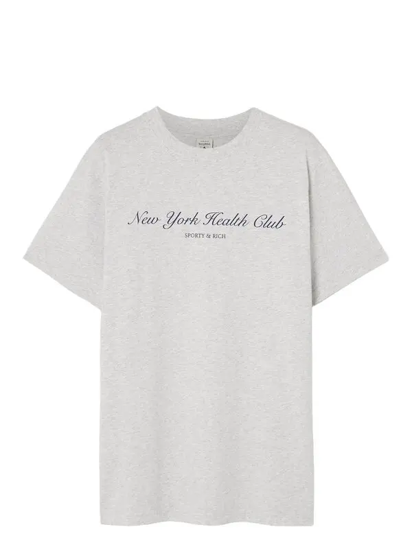 SPORTY & RICH Ny Health Club Printed T-shirt - Gray