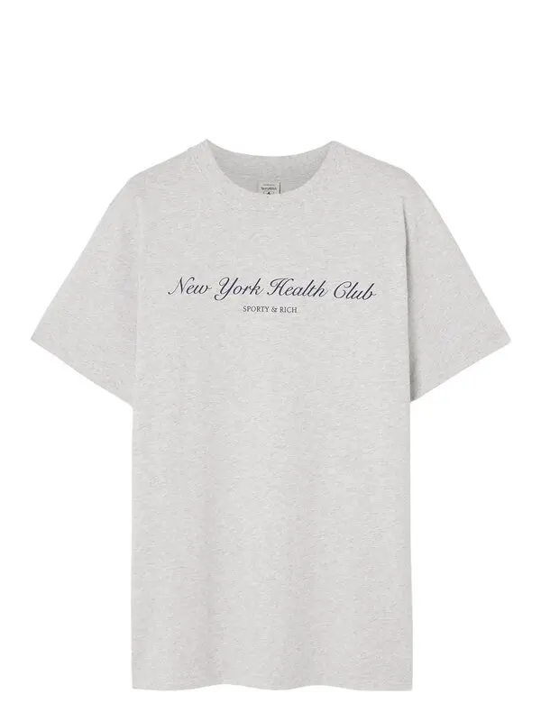 SPORTY & RICH Ny Health Club Printed T-shirt - Gray