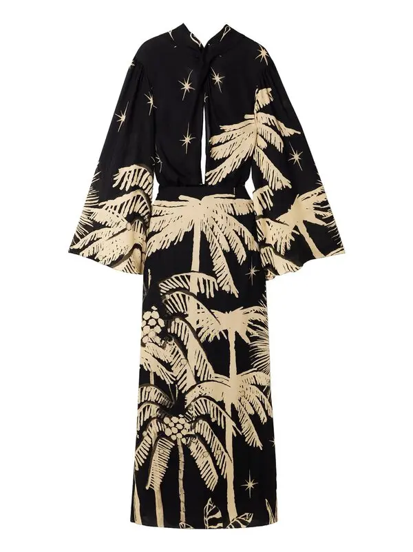 Johanna Ortiz Primera Vez Printed Silk-georgette Maxi Dress - Black