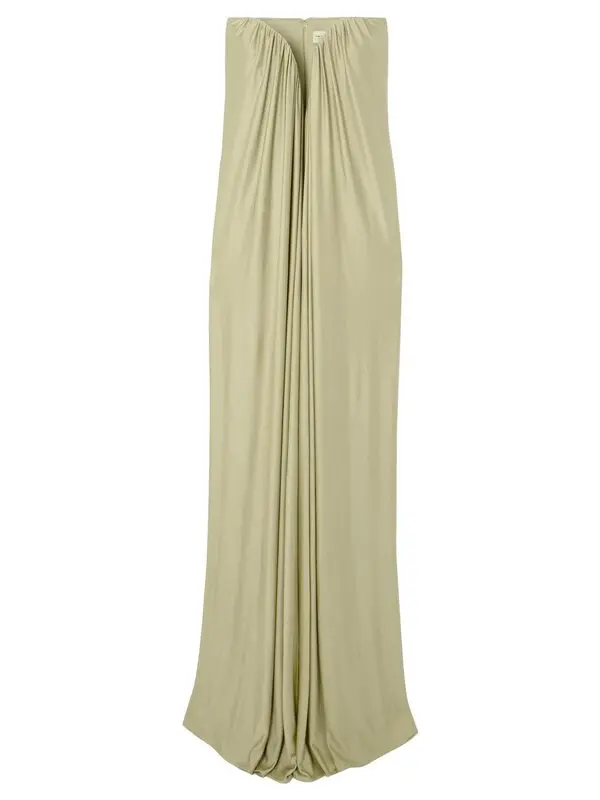 THE NEW ARRIVALS ILKYAZ OZEL Olivienne Strapless Pleated Satin Gown - Green