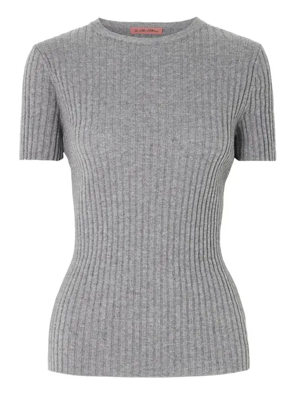 THE ELDER STATESMAN Ribbed Cashmere T-shirt - Gray