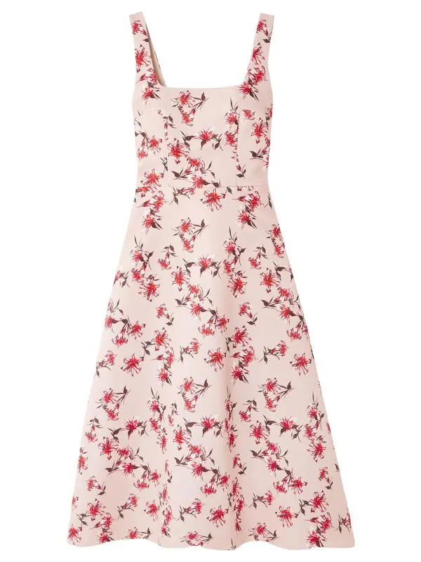 EMILIA WICKSTEAD Shiloh Floral-print Faille Midi Dress - Pink