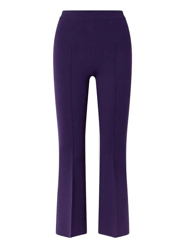 HIGH SPORT Kick Cropped Wool-blend Flared Pants - Grape