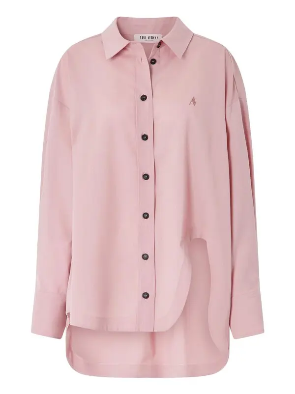 Attico Oversized Embroidered Crepe Shirt - Pink