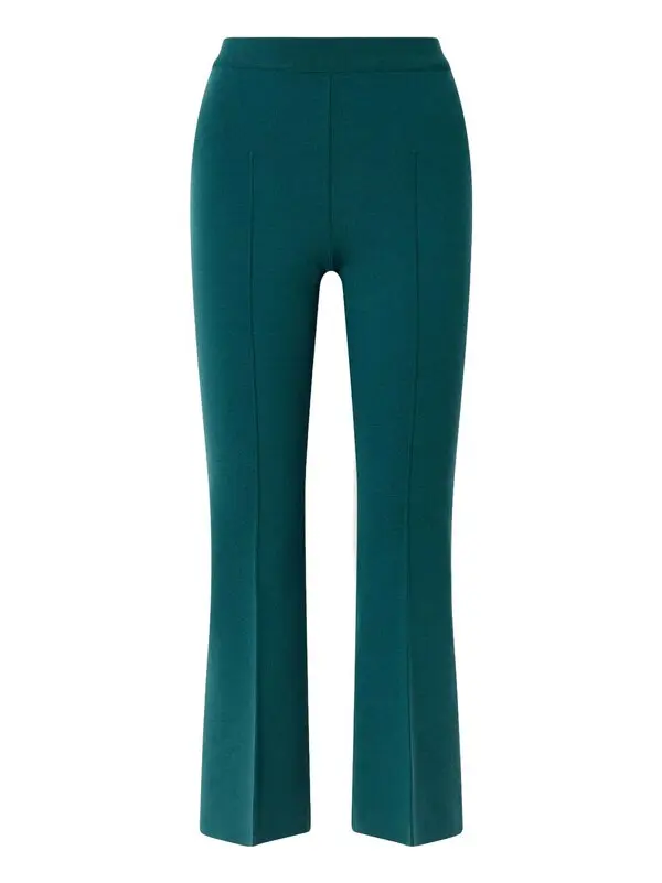 HIGH SPORT Kick Cropped Wool-blend Flared Pants - Blue