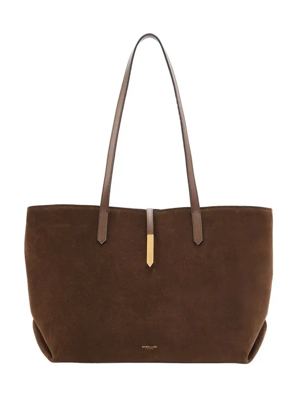 DEMELLIER Tokyo Leather-trimmed Suede Tote - Brown