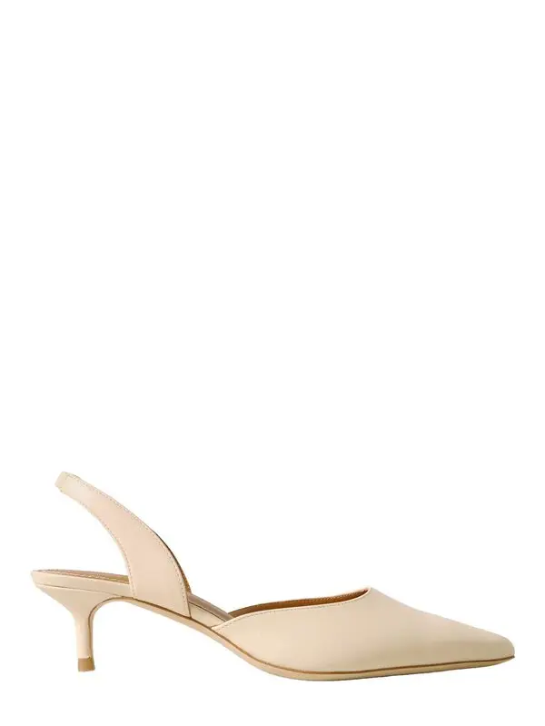 Staud Sebastian Leather Slingback Pumps - Cream
