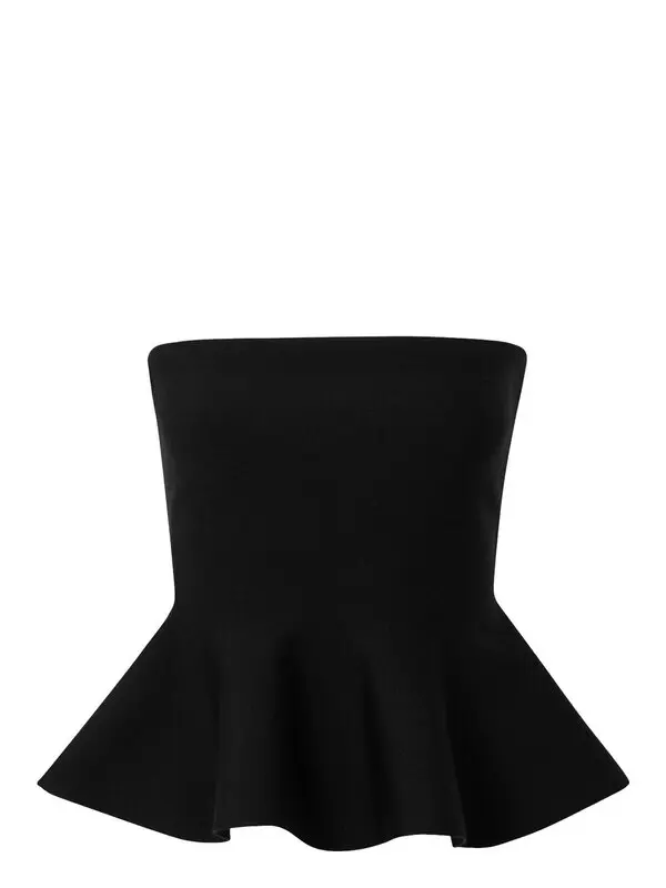 HIGH SPORT Eric Strapless Wool-blend Peplum Top - Black