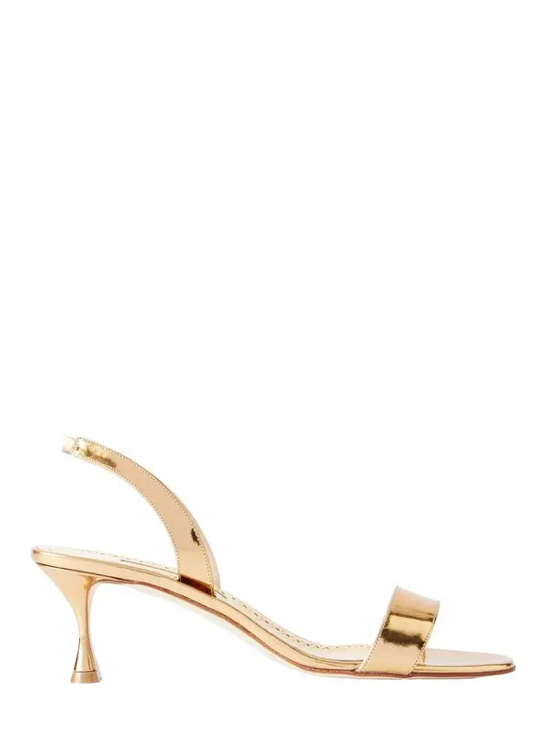 Manolo Blahnik Cupisanpla 50 Metallic Leather Slingback Sandals - Gold