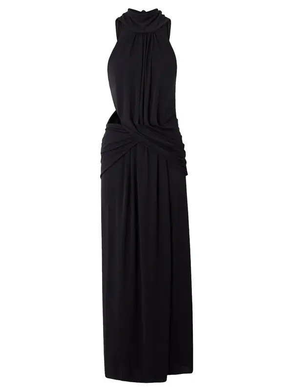 Johanna Ortiz Draped Stretch-jersey Maxi Dress - Black
