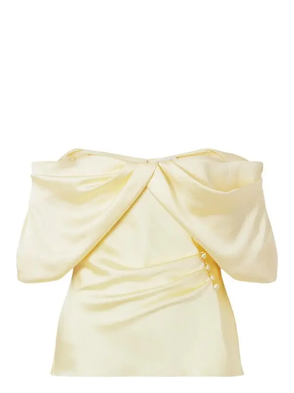 Alexander McQueen Off-the-shoulder Satin Top - Cream