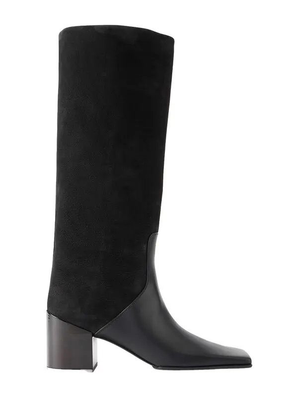 Alaïa Textured-leather And Suede Knee High Boots - Black