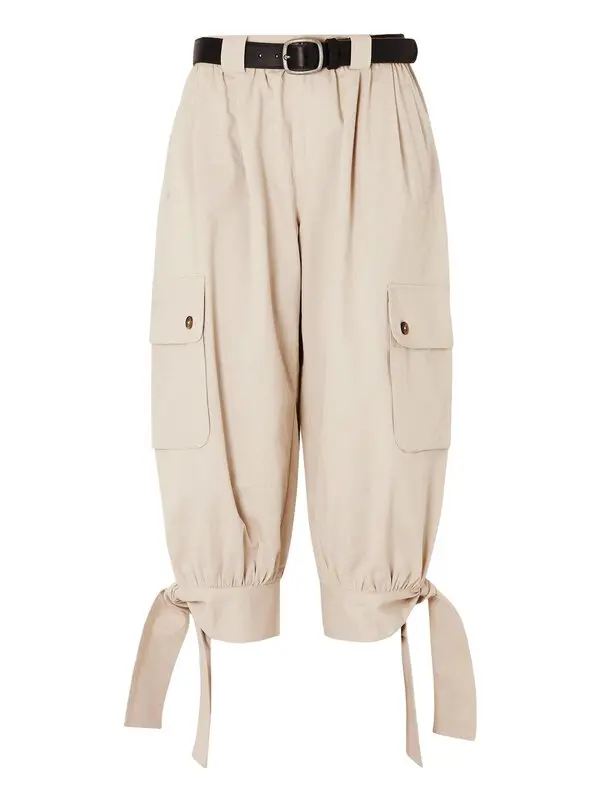 Sea Miles Cropped Belted Cotton Tapered Pants - Neutrals